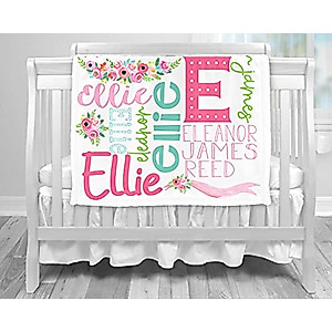 Monogram Junkie Personalized Baby Blanket for Girls with Name | Floral Custom Baby Blanket | Baby Girl Name Blanket | 30x40