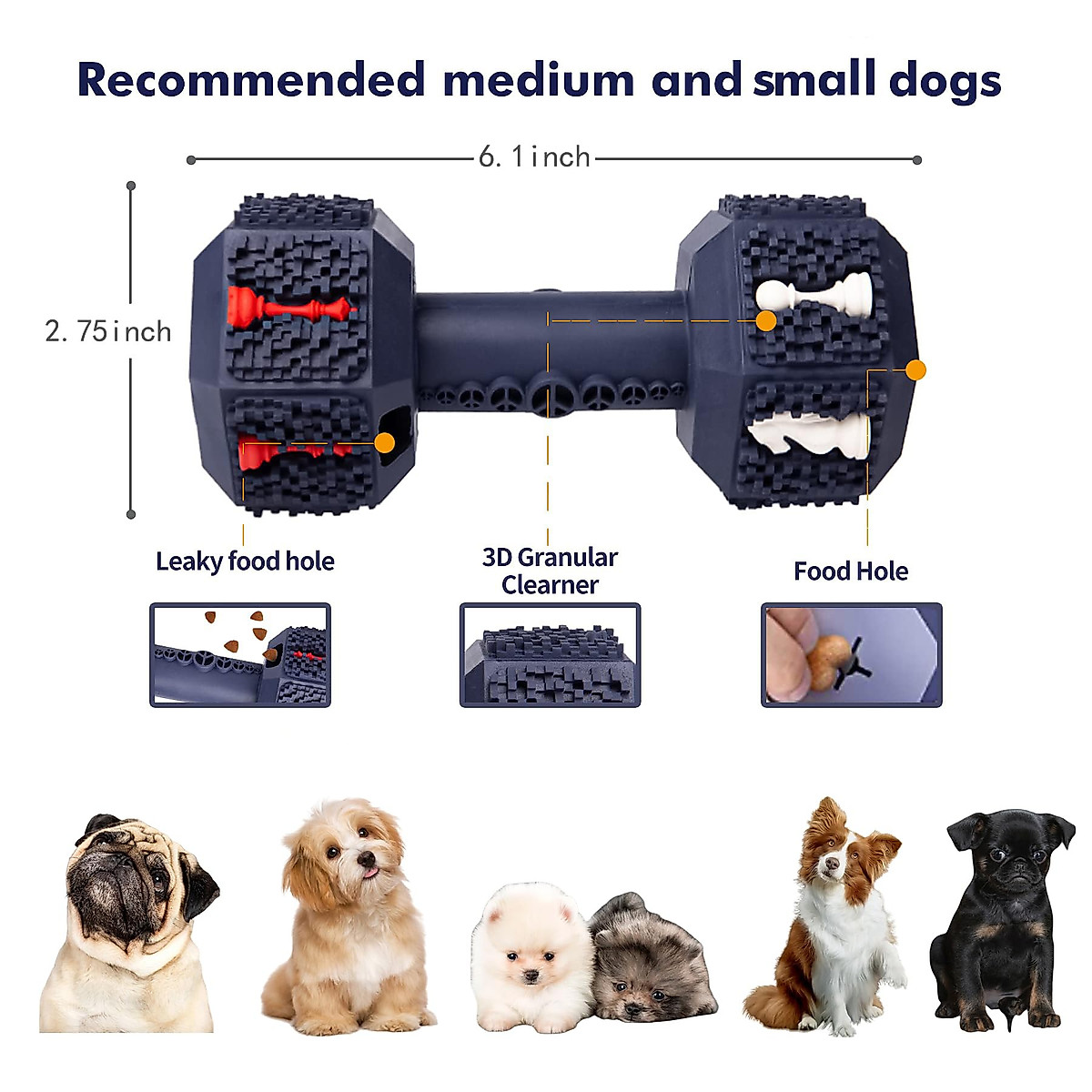 RongHousing Dumbbell Dogs Toys for Aggressive Chewers: Puppy Chew Toys with Bacon Milk Flavored - Interactive Dog Toys for Medium Small Breed.(Large, Blue)