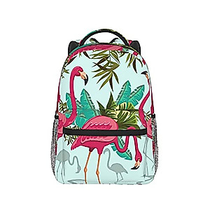 Tropical Palm Tree Flamingo Casual Backpack Printed Travel Daypack Laptop Backpack