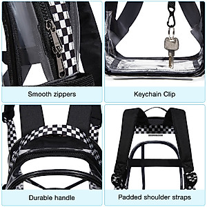 LIGHT FLIGHT Clear Backpack Mini Transparent Backpack Stadium Approved See Through Backpack for Work, Festivals, Sport Event, Black