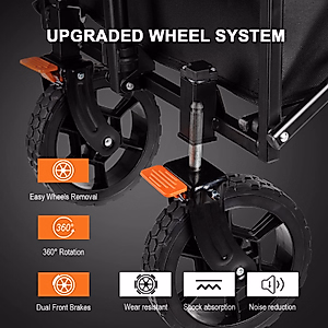 Navatiee Wagon Cart Heavy Duty Foldable, Collapsible Wagon with Smallest Folding Design, Utility Grocery Wagon for Camping Shopping Sports