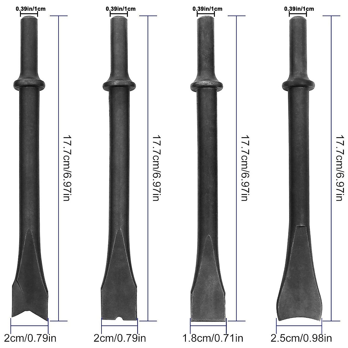 8 PCS Air Hammer Attachments Air Chisel Bits Air Hammer Bits for 150/190/250 Air Hammer Chipping Bits Set for Masonry Concrete Demolition