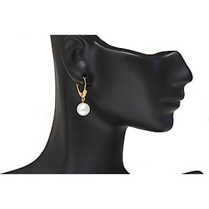 Akoya Cultured Pearl Earrings for Women with 14K Rose Gold Fleur De Lis Leverbacks in AAA Hanadama Quality (8.5-9.0mm)