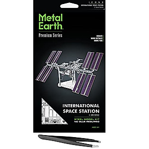 Metal Earth Fascinations Premium Series International Space Station 3D Metal Model Kit Bundle with Tweezers