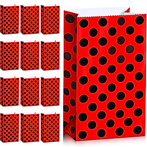 Gersoniel Ladybug Party Bags (28 Count) - Red Polka Dots, Sturdy Paper, Perfect for Birthday Party Favors or Daily Life