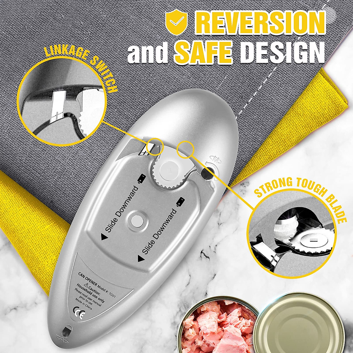 One Touch Electric Can Opener, Kitchen Gadgets Automatic Can Opener With Smooth Edge, Kitchen Gadget Can Opener Electric for Seniors with Arthritis