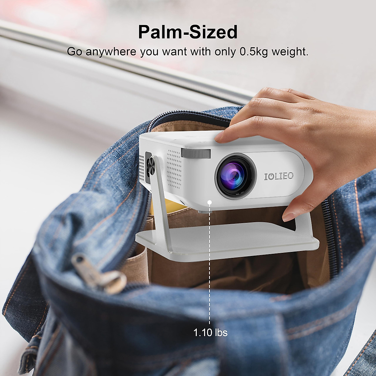 Iolieo Projector, 2023 Upgraded Portable Video Projectors,Full HD 1080P and 240'' Supported,100000Hours Multimedia Home Theater Movie Mini Projector,Compatible with HDMI,USB,VGA,AV,Laptop,Smartphone