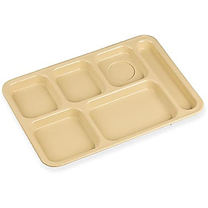 Carlisle FoodService Products / Brands-P614R25 Rectangular Tray w/ (6) Compartments, Polypropylene, Tan , 10" x 14
