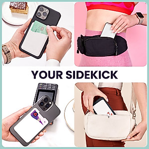 Premium Leather Phone Card Holder - Stick On Wallet for iPhone and Android Smartphones - Minimalist Style with Non-Slip Lining Secures Up to 3 Cards Kangaroo