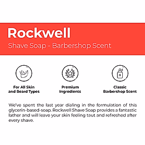Rockwell Babershop Shaving Soap | Formulated with Shea Butter, Coconut Oil & Wheat Protein for Smooth & Soothing Wet Shave | Ideal for Sensitive Skin & Thick Beards