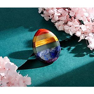 DUQGUHO Healing Crystals Natural 7 Chakra Thumb Worry Stone Crystal Quartz for Anxiety Reiki Meditation Accessories Worry Stone 1.7"