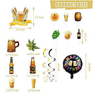 LXlucktim Beer Birthday Party Decorations for Men, 110 Pcs Aged to Perfection Party Supplies Balloons Garland Arch Kit for Mens 30th 40th 50th - Backdrop, Toppers, Balloon, Hanging Swirls