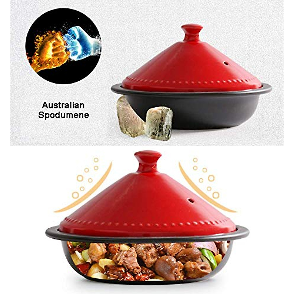 Tagine Pot, 17cm Ceramic Casserole, Japanese Style Braised Rice Pot, Open Flame and High Temperature Resistance, Household Steamer Stew Pot, Clay Pot Oven