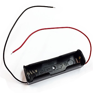 TrendBox Pack of 10pcs 1x18650 3.7V Black Plastic Battery Storage Case Holder Clip Type with 6" Two Wire Spring Lead Flat Tip Single Li-ion Battery DIY