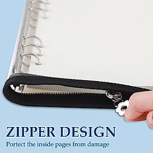4 Pcs A5 Binder Photocard Binder with Inner 6 Ring, Clear K-Pop A5 Album PVC Photo Album Organizer with Zipper, Soft Reusable Notebook Shell,10"x7"(Black)