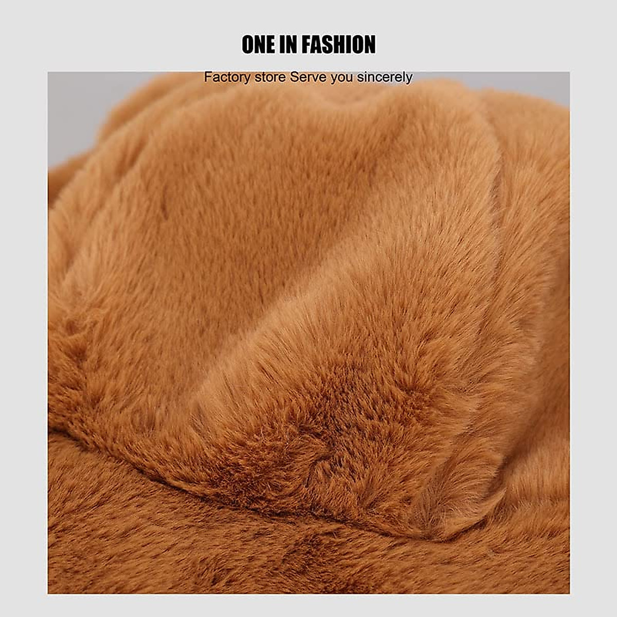 Kawaii Cute Bear Ear Fuzzy Bucket Hat for Women, Winter Warm Soft Fluffy Plush Faux Fur Fisherman Cap Foldable Aesthetic Hat (Brown)