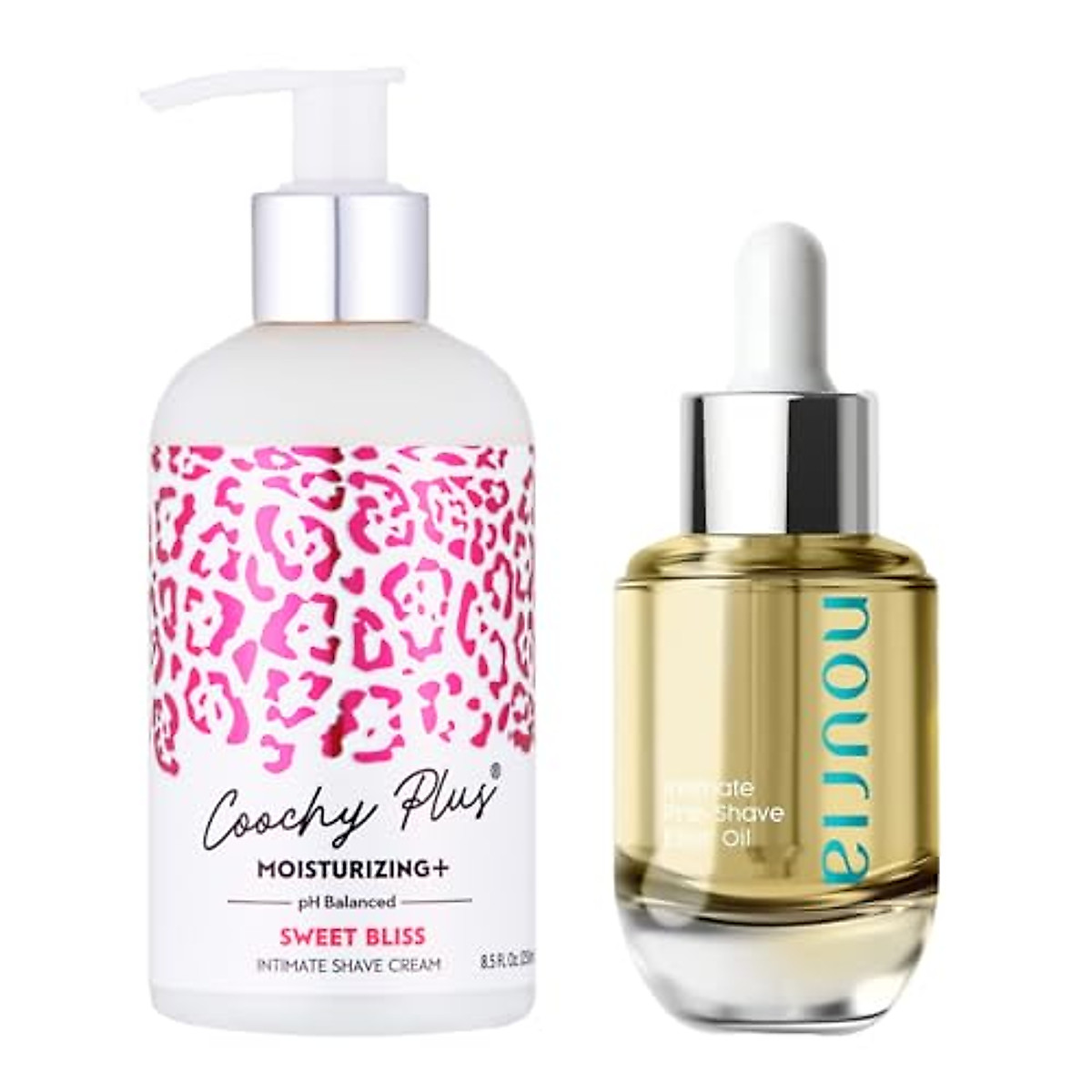 IntiMD Coochy Plus Intimate Shave Cream Sweet Bliss + Pre-Shave Elixir Moisturizer Oil Kit - HydroLock &Moisturizing PLUS Continuous Hydration Reliefs Razor Burn Bump Ingrown Hair