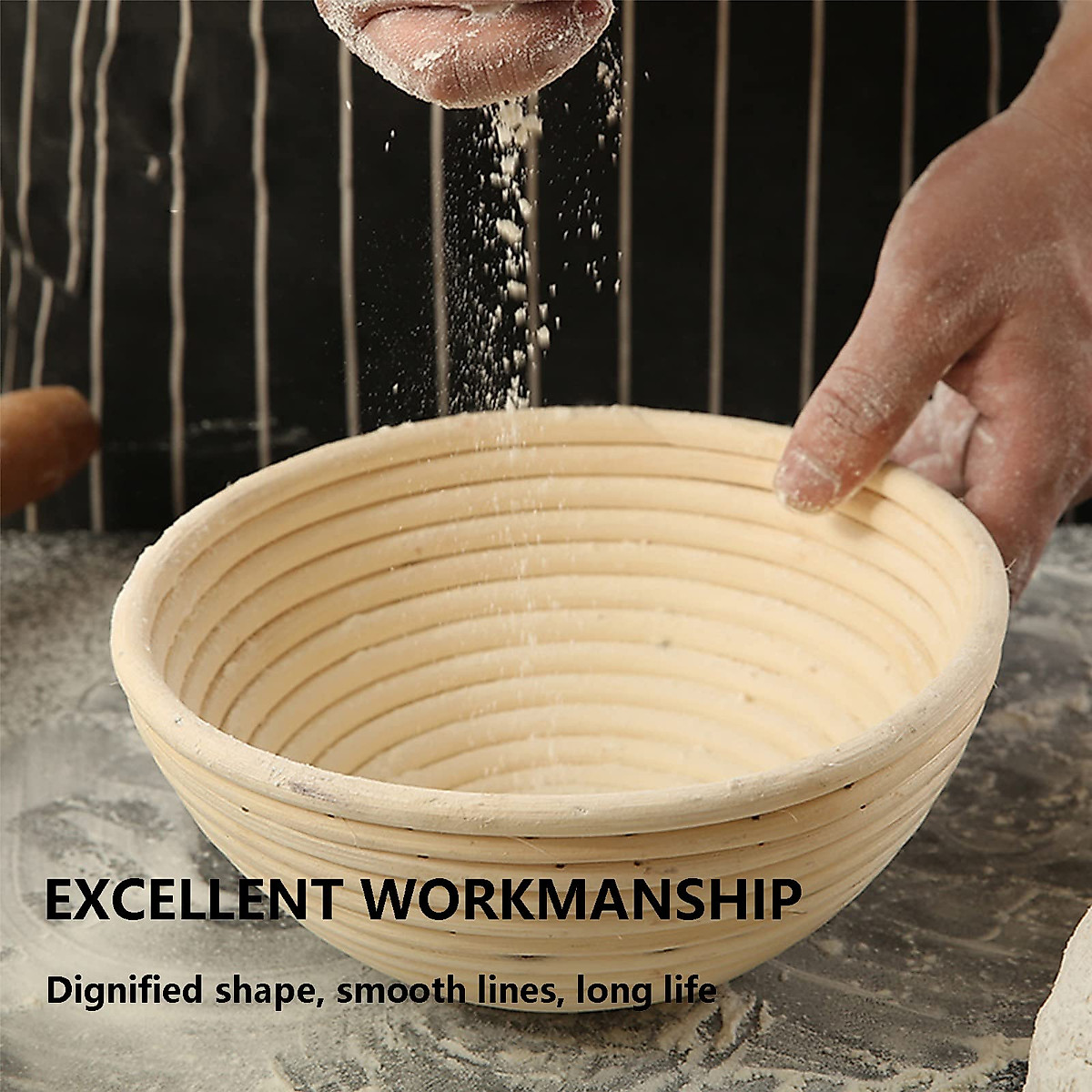 JKARY Wood Pulp Bamboo Bread Proofing Basket Set of 2 9 Inch Round Bread Fermentation Basket Bulk Baking Supplies Sourdough Bowl Baguette Tray for Bread Dough Sourdough Couche Pizza Dough with Cover