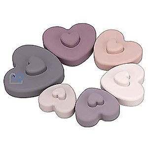 Baby Step Silicone Stacking Toys for Babies – Soft Building Tower & Baby Teether, Educational Ring Stacker Baby Sensory Toy, 6 Pieces Heart Shaped Purple Stacking Rings Tower