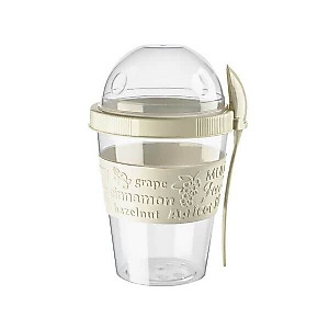 EYNEL 4 Pack On The Go Cereal Yogurt Cups with Lids and Spoon, Overnight Oats Container, Reusable Parfait Plastic Milk Jar Breakfast Crunch Granola Oatmeal Smoothie Snack Prep Bowl (4 Colors Set)