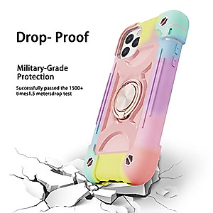 MARKILL Compatible with iPhone 12 Pro Max Case 6.7 Inch with Ring Stand, Military Grade Drop Protection Full Body Rugged Heavy Duty Cover for iPhone 12 Pro Max. (Rainbow Pink)