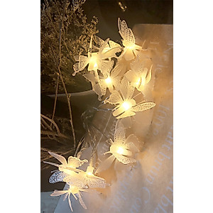 keeda 3D Butterfly String Lights for Bedroom Battery Operated Copper Wire Butterfly Fairy Lights Decor for Holiday Party Patio Terrace Birthday (9.85ft 20LED, Warm White)