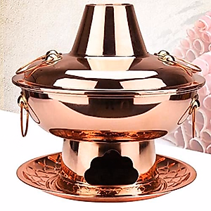 Chafing Dishes Chinese Traditional Old Beijing Charcoal Copper Hot Pot, Pot Shabu, Camping Home Use，Cook Cooking for Unusual Gift (Color : Brass, Size : 30cm)