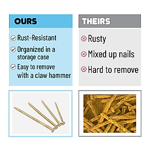 Mr. Pen- Nail Assortment Kit, 600 Pcs, 4 Sizes, Gold, Small Nails, Nails for Hanging Pictures, Finishing Nails, Wall Nails for Hanging, Pin Nails, Hardware Nails, Assorted Nails, Galvanized Nails.