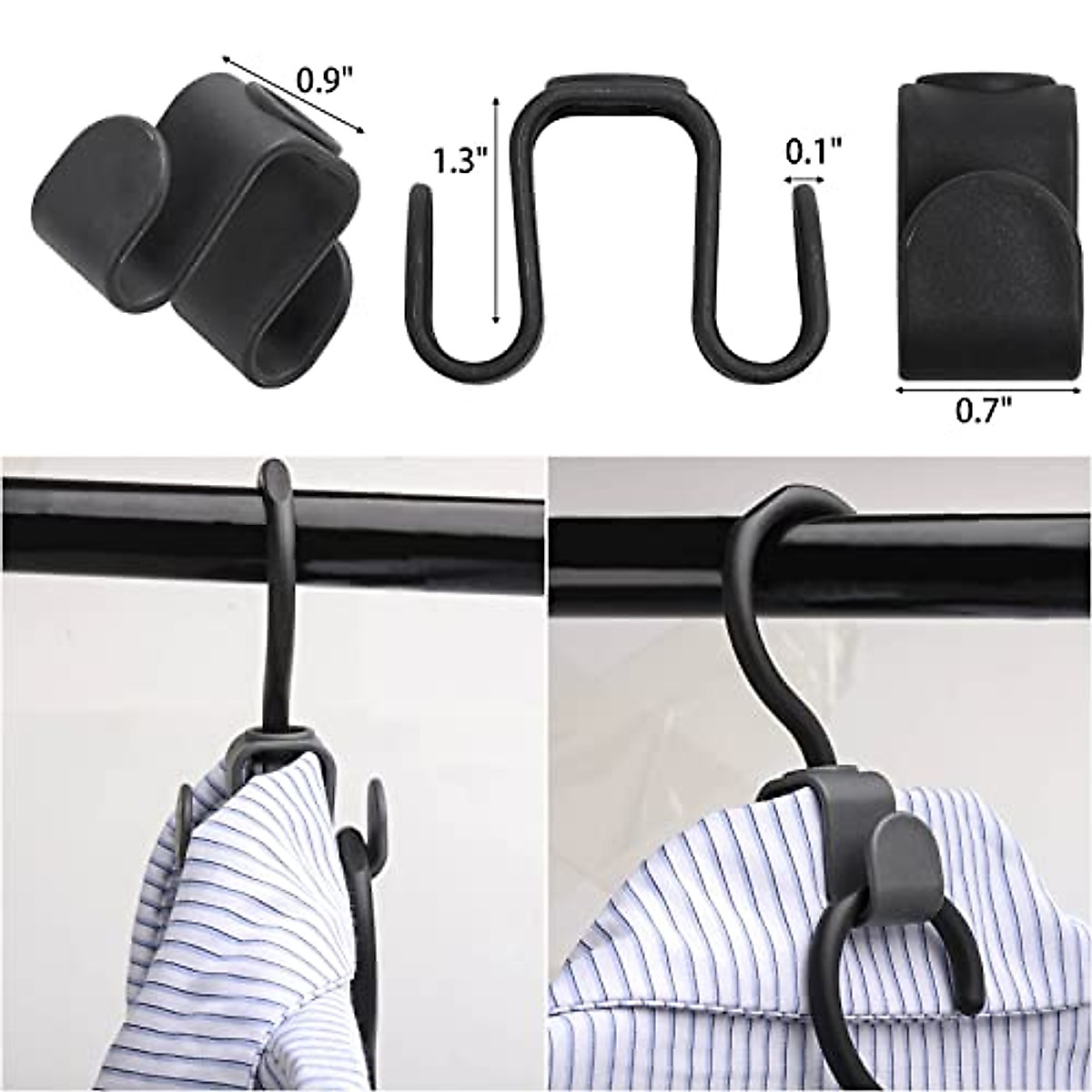 40 Pcs Double-Sided Clothes Hanger Connector Hooks Closet Space-Saving Hanger for Organizing Clothes, Yellow/Black