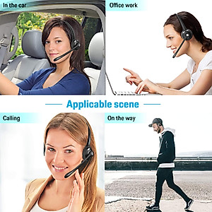 TURN RAISE Truck Headset, Wireless Headphone with Mic, Over-The-Head Driver Headset, Noise Cancel Cell Phone Wireless Headset, Suit for Office Truck Skype