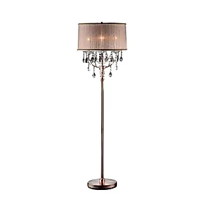 OK LIGHTING OK-5126F OK-5126f Rosie Crystal Floor Lamp Deer Antler Inspired, 18" x 18" x 62"
