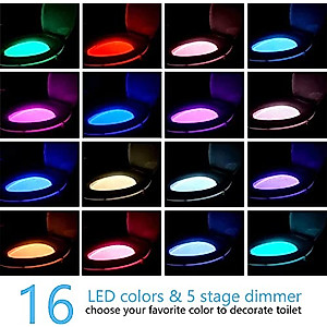 Chunace 16-Color Toilet Night Light, Motion Sensor Activated Bathroom LED Bowl Nightlight, Unique & Funny Gifts Idea for Dad Teen Boy Kids Men Women, Cool Fun Gadgets for Stocking Stuffers