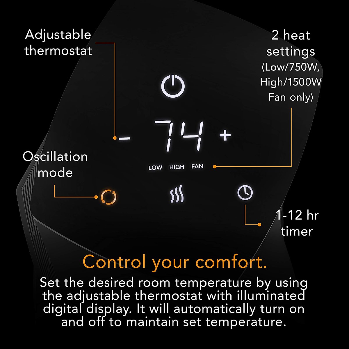 Vornado AVH2 Advanced Whole Room Heater with Automatic Climate Control, Timer, Fan Only Option, Black & OSCTH1 Oscillating Tower Heater