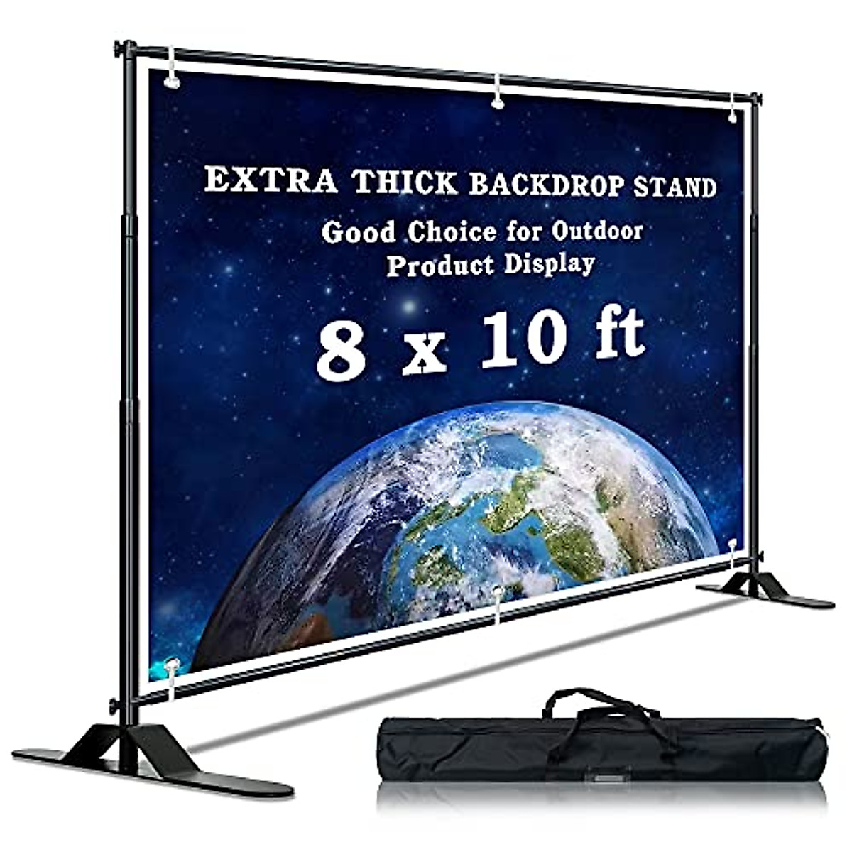 INNOVSIGN 8x10 ft Adjustable Backdrop Banner Stand, Heavy Duty Telescoping Step and Repeat Background Stand for Photography Backdrop and Trade Show Display (Thick)