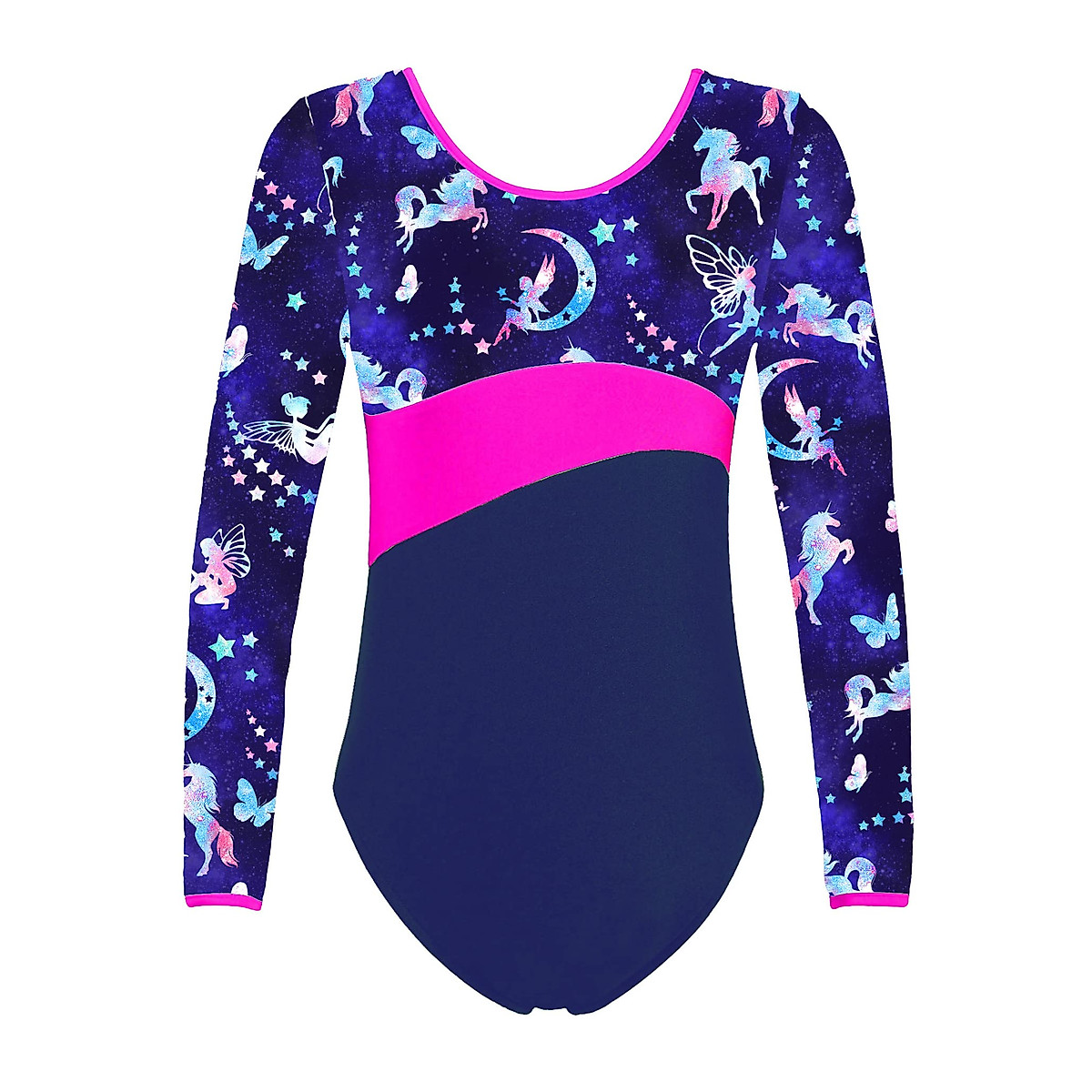 Nikiikoo Kids Girls 2Pcs Gymnastics Dance Outfits Long Sleeve Leotards with Shorts Athletic Biketards Unitards Fairy 4 Years