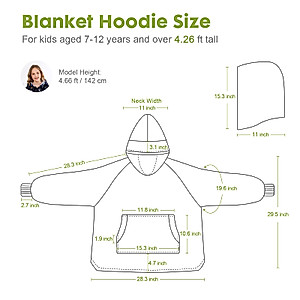 Uttermara Wearable Blanket Hoodie for Kids, Sherpa Oversized Blanket Hoodie with Sherpa Hood, Front Pocket and Sleeves, Cozy Soft Warm Wearable Blanket Sweatshirt, One Size Fits All, Blue Planet