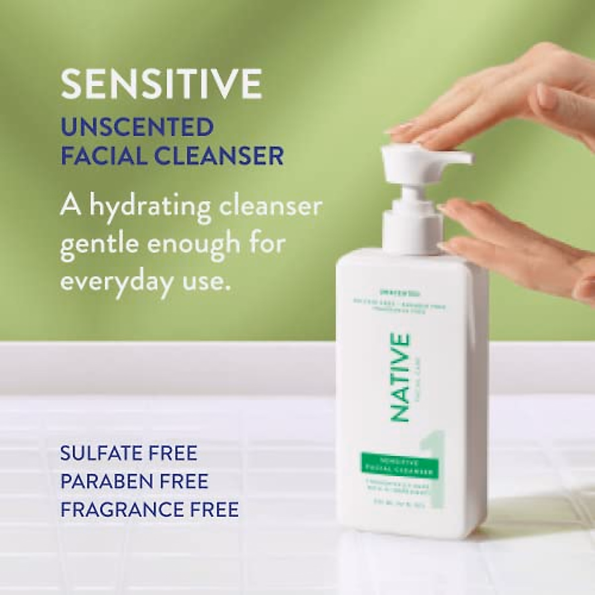 Native Sensitive Skin Bundle - Facial Cleanser (2), Facial Moisturizer (1) and Facial Serum (1) - The Perfect 3-Step Routine for Sensitive Skin