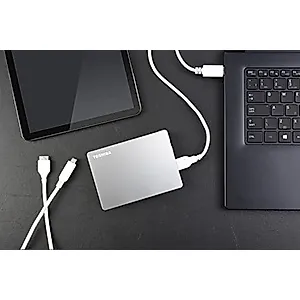 Toshiba Canvio Flex 4TB Portable External Hard Drive USB-C USB 3.0, Silver for PC, Mac, & Tablet - HDTX140XSCCA