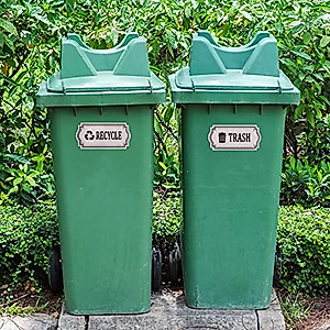 4 Pack Recycle and Trash Decal, Recycle and Trash Logo Symbol, Waterproof Vinyl Decal for Trash Cans, Garbage Containers and Recycle Bins (Gray)