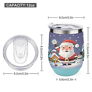 OPTKSNCU 304 Stainless Steel Insulated Cup with Lid, Big Santa Claus Print Durable, And Easy to Clean – Ideal for Home, Office, And Gift Giving