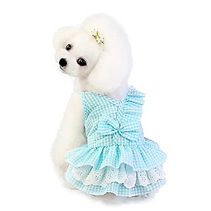 Small Dog Outfits for Girls Princess Cotton Pet Dog Dress Spring and Summer Pet Clothes Spring Cute Pet Supplies Cotton Peach Dress Bow Skirt Dog Outfits for Small Dogs