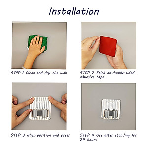 Yamto Broom Mop Stainless Wall Mount Holder Self Adhesive Tape, Brush Broom Gripper Holds, Storage Racks & Organization for Your Home, Kitchen Pan, Garage Bathroom Garden Tool Rack No Drilling 2 Pack