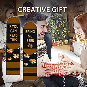 AGRIMONY Funny Socks for Men and Women Boys Teens- If You Can Read This Bring Me Novelty Crew Socks - Funky Cotton Crazy Colorful Socks-Valentines Day Christmas Gift