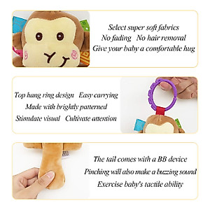 Cartoon Stuffed Animal Baby Soft Plush Hand Rattle Toys Infant Dolls - Giraffe and Monkey