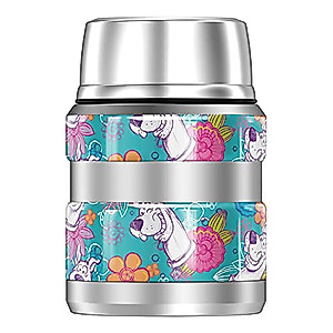 THERMOS Scooby-Doo Flower Pattern STAINLESS KING Stainless Steel Food Jar with Folding Spoon, Vacuum insulated & Double Wall, 16oz