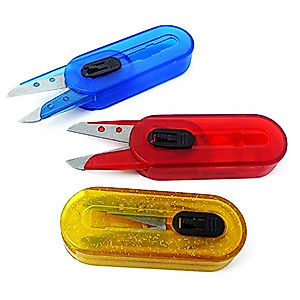 yueton 2pcs Mini Portable Collapsible Scissors Storage Box Cutter with Hussif Outdoor Travel Cutting Sewing Tool for Paper, Thin Thread, Fishing Line