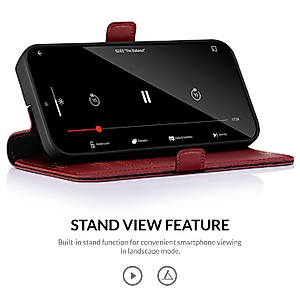 SURAZO Leather Case Compatible with iPhone 15 Pro Case Wallet Leather Genuine - RFID 3 Card Slots & Cash Pocket - Secure Magnetic Closure Plus Stand Function - Flip Folio Cover - Screen Protector