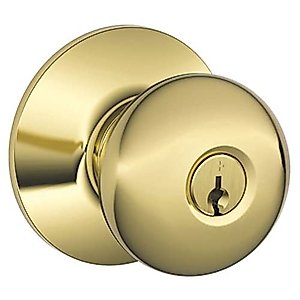 SCHLAGE F51A Plymouth Keyed Entry Lock C Keyway with 16211 Latch 10063 Strike Bright Brass Finish