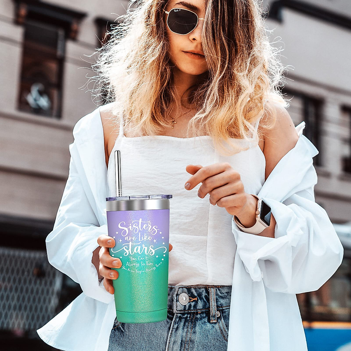 SpenMeta Sisters Gifts from Sister - Unique Gifts for Sister, Funny Sister Birthday Gifts from Sister, Little Sister, Big Sister Present Ideas Christmas Graduation Gift - Cup Tumbler