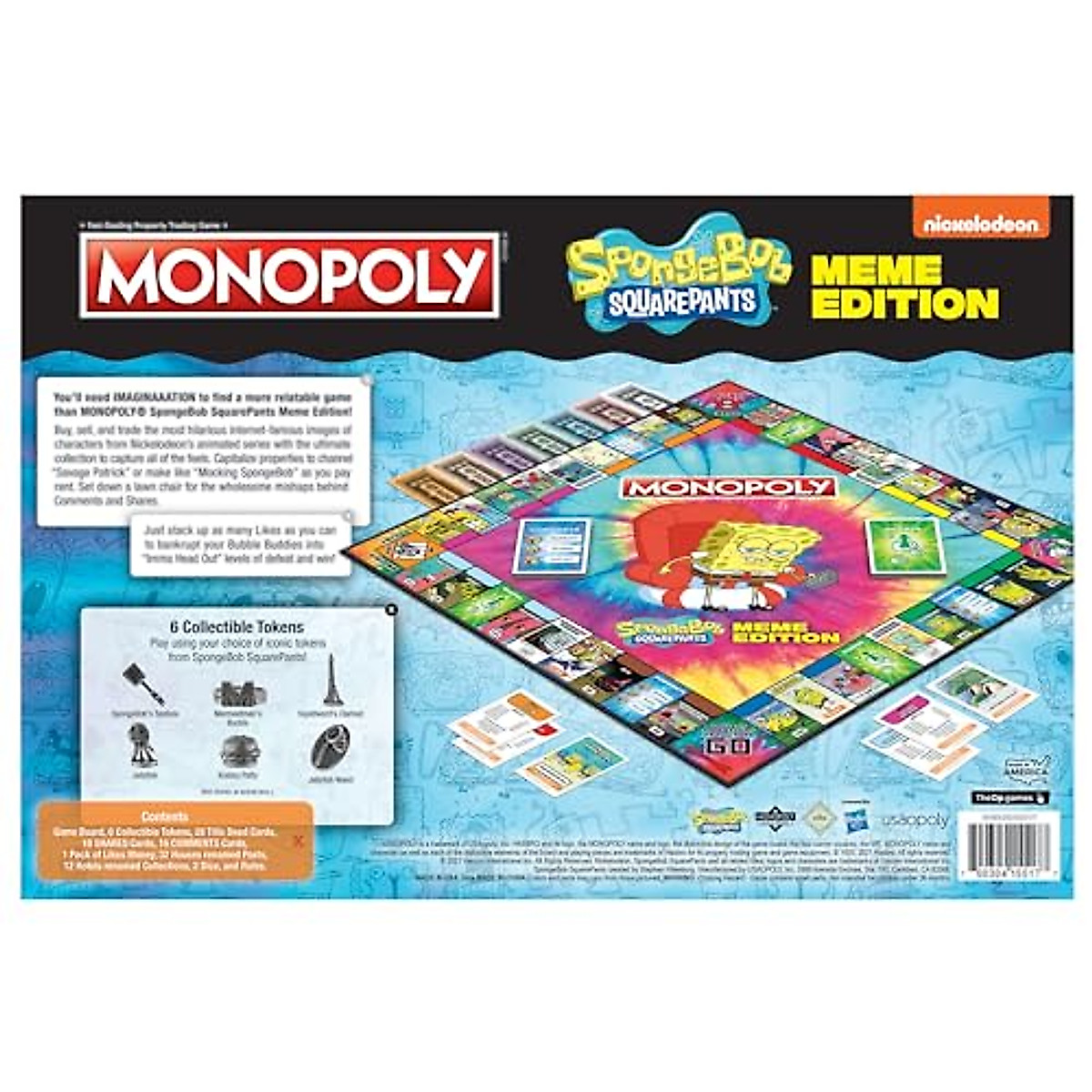 Monopoly Spongebob Squarepants Meme Edition | Based on Nickelodeon Show | Featuring Familiar Memes of Locations, Episodes, and Characters | Officially-Licensed & Collectible Monopoly
